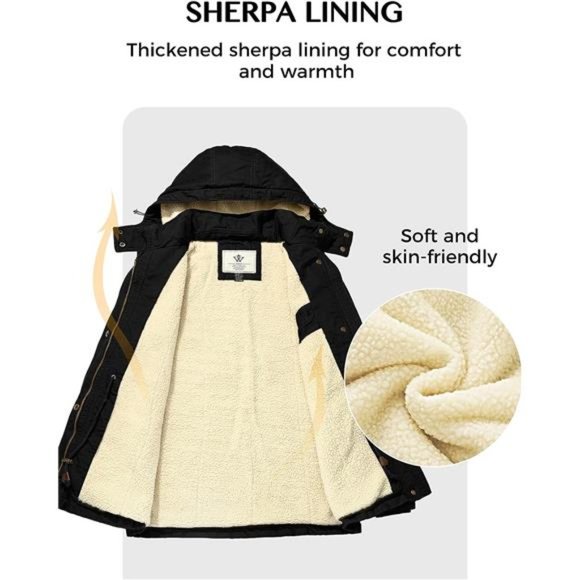 Jackets & Coats | Womens Winter Warm Sherpa Lined Jacket Heavy Parka ...